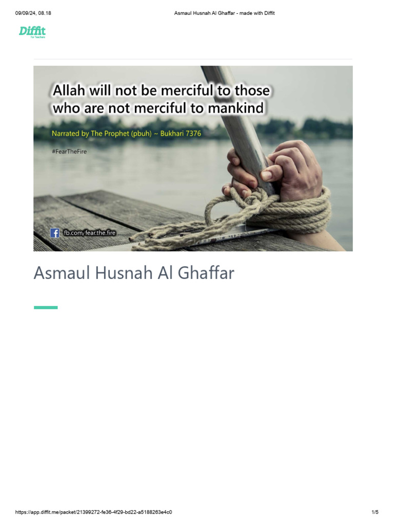 Asmaul Husnah Al Ghaffar - Made With Diffit | PDF | Karier & Perkembangan | Seni & Disiplin Bahasa
