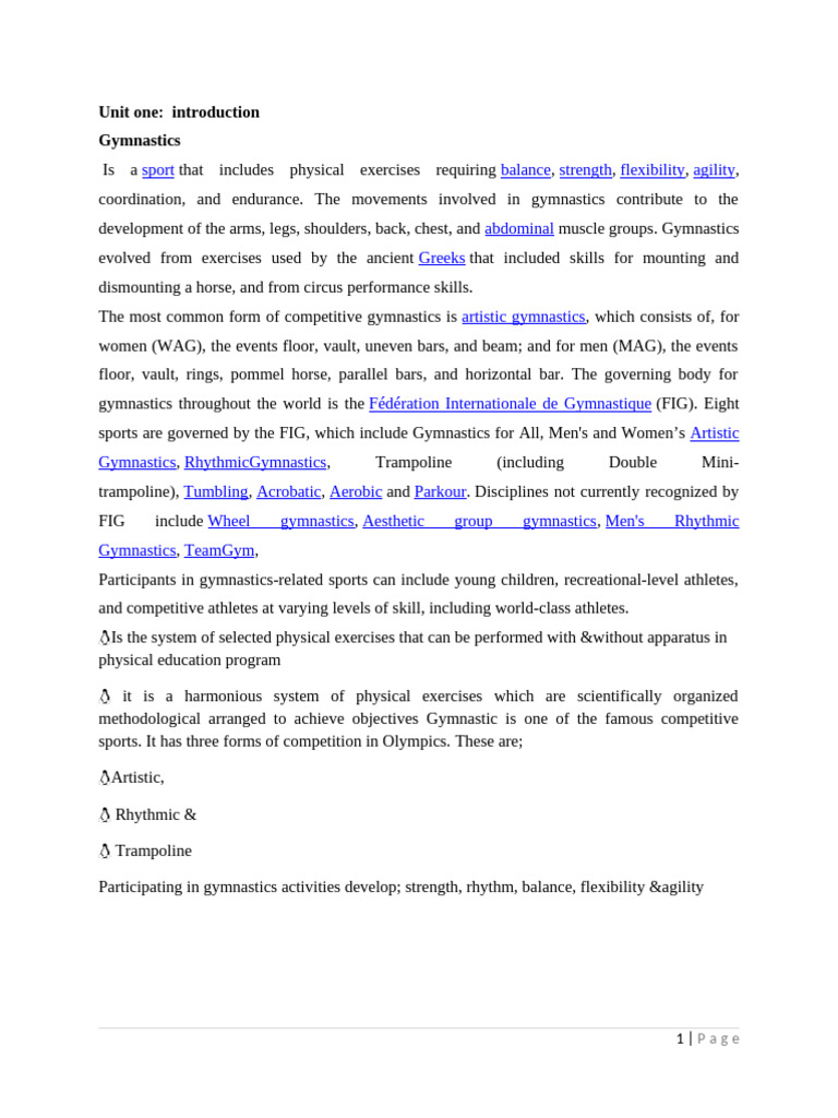 Basic Skills of Gymnastics | PDF | Gymnastics | Athletic Sports