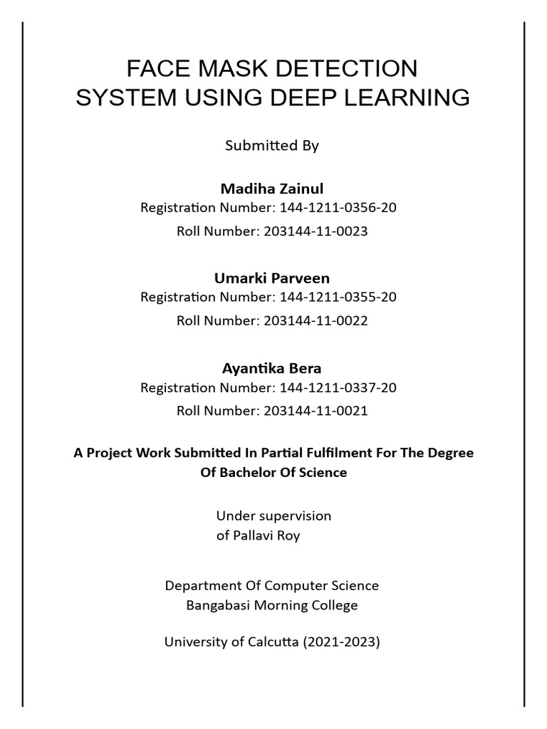 Face Mask Detection System Using Deep Learning - Ayantika Bera | PDF | Computer Vision | Command ...