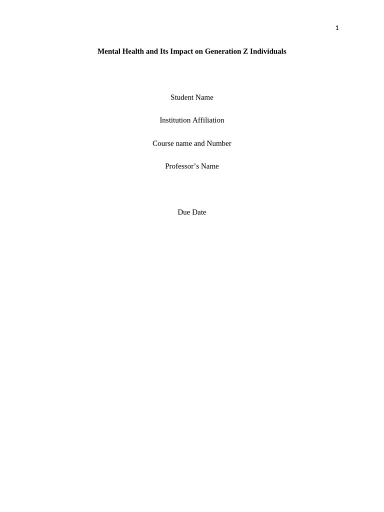 Mental Health and Its Impact On Generation Z Individuals | PDF | Mental ...