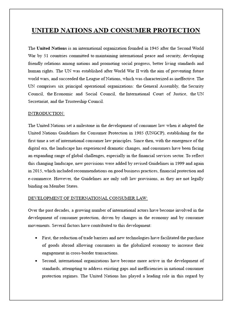 Un and Consumer Protection | PDF | United Nations | International Relations