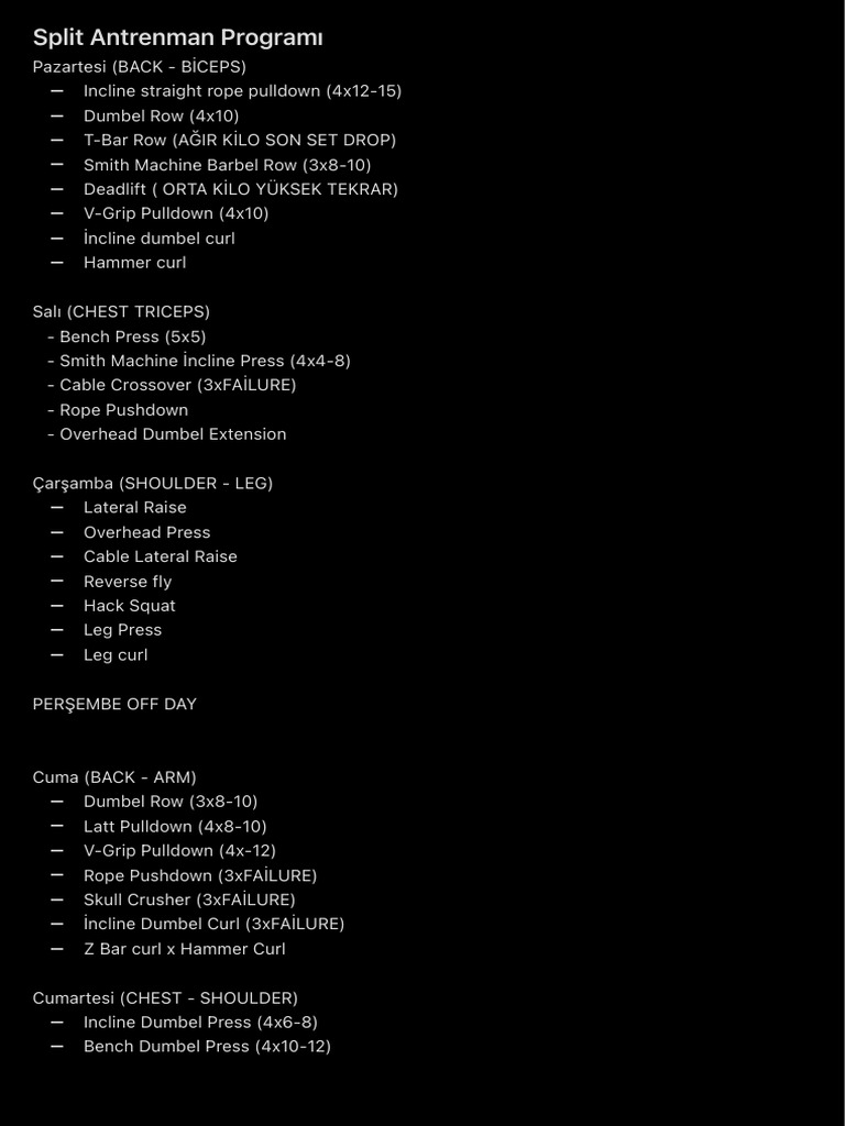 Split Antrenman Programı | PDF