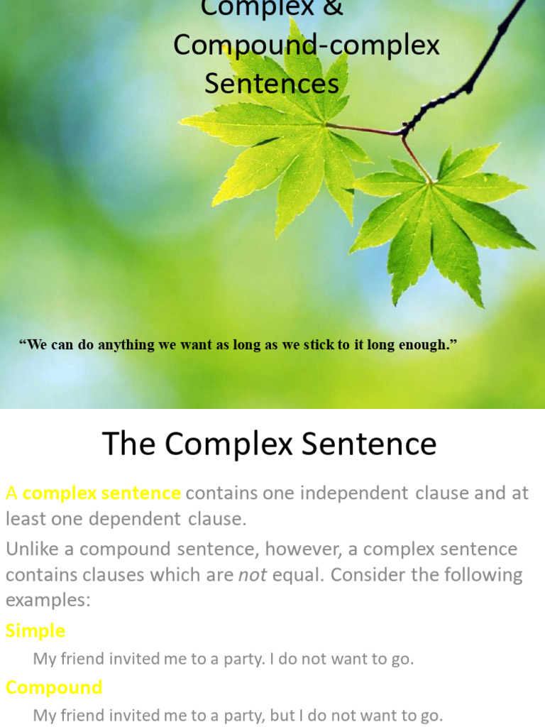 Complex & Compound Complex sentences | PDF | Semantics | Semantic Units