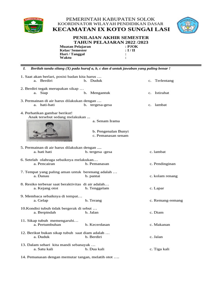 Soal Uas Pjok Kelas 1 SM 2 | PDF