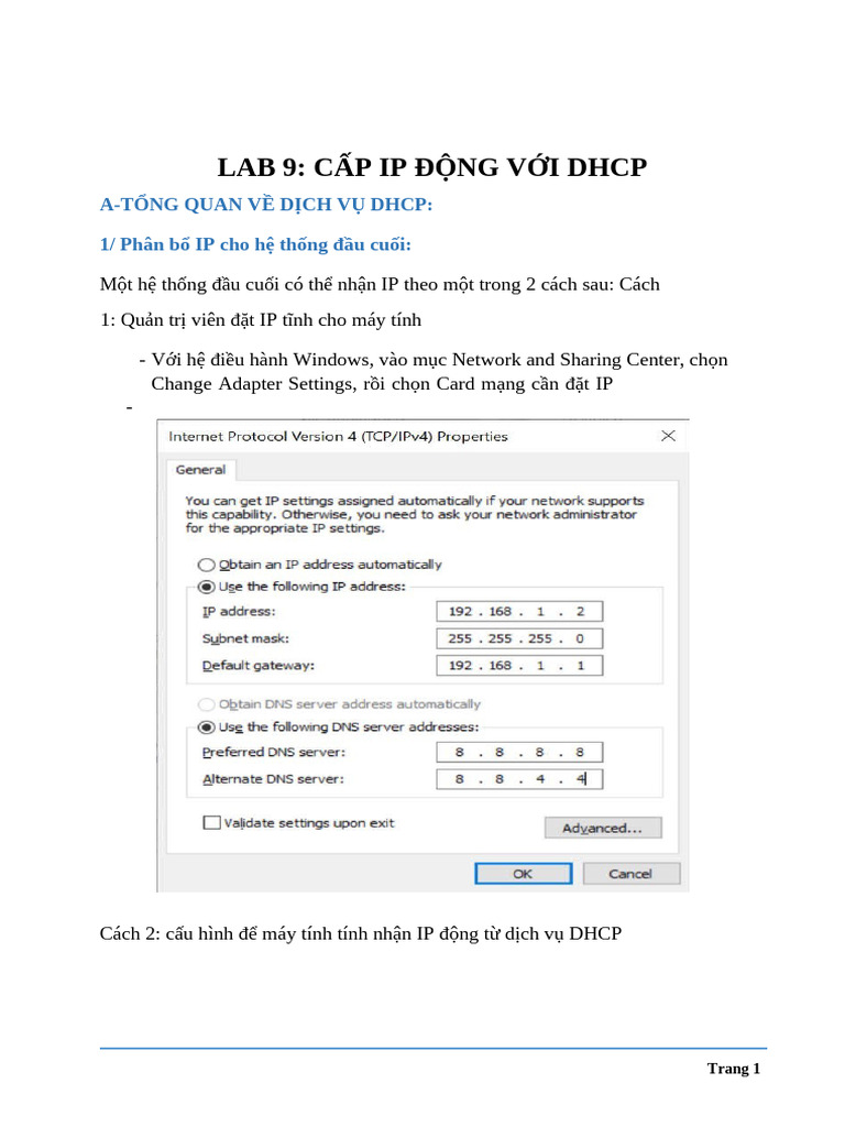 Lab 4 - Cap IP Dong Voi DHCP | PDF