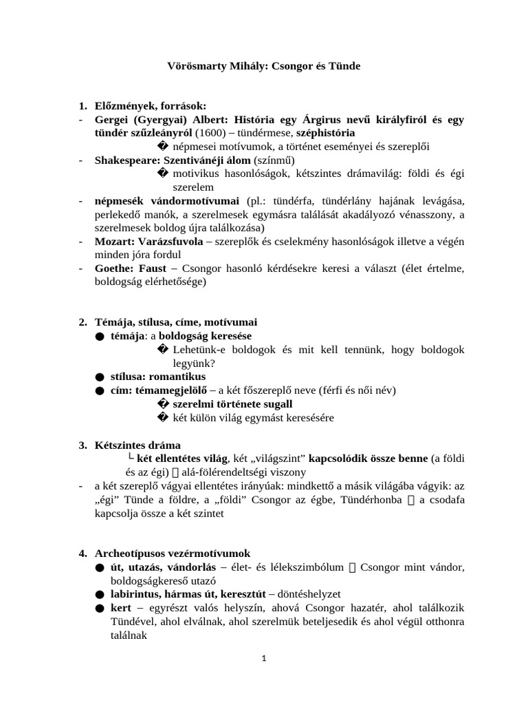 Vörösmarty Mihály - Csongor És Tünde | PDF