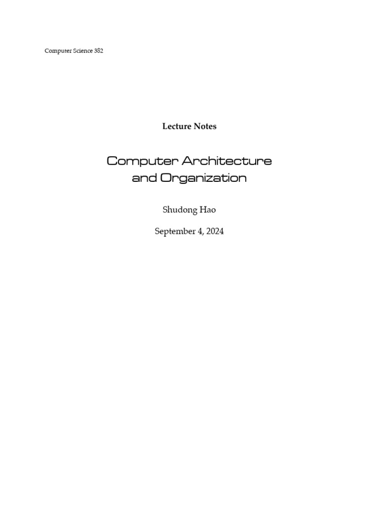 Computer Architecture and Organization: Lecture Notes | PDF | Logic ...