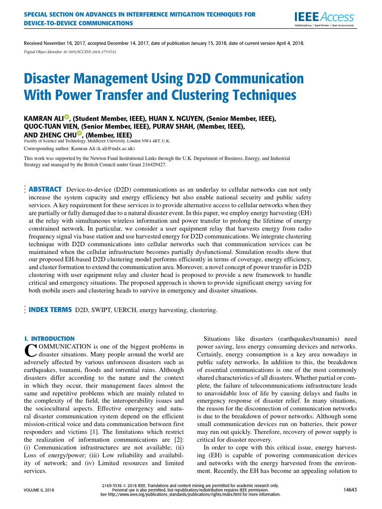Disaster Management Using D2D Communication | PDF | Cellular Network | Mimo