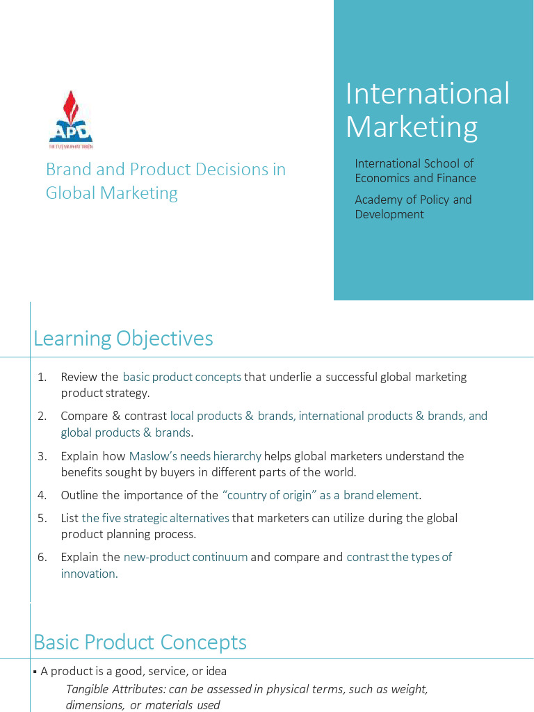 SV-Chapter 4.1 - Global 4Ps - Brand and Product Decisions | PDF | Product (Business) | Brand