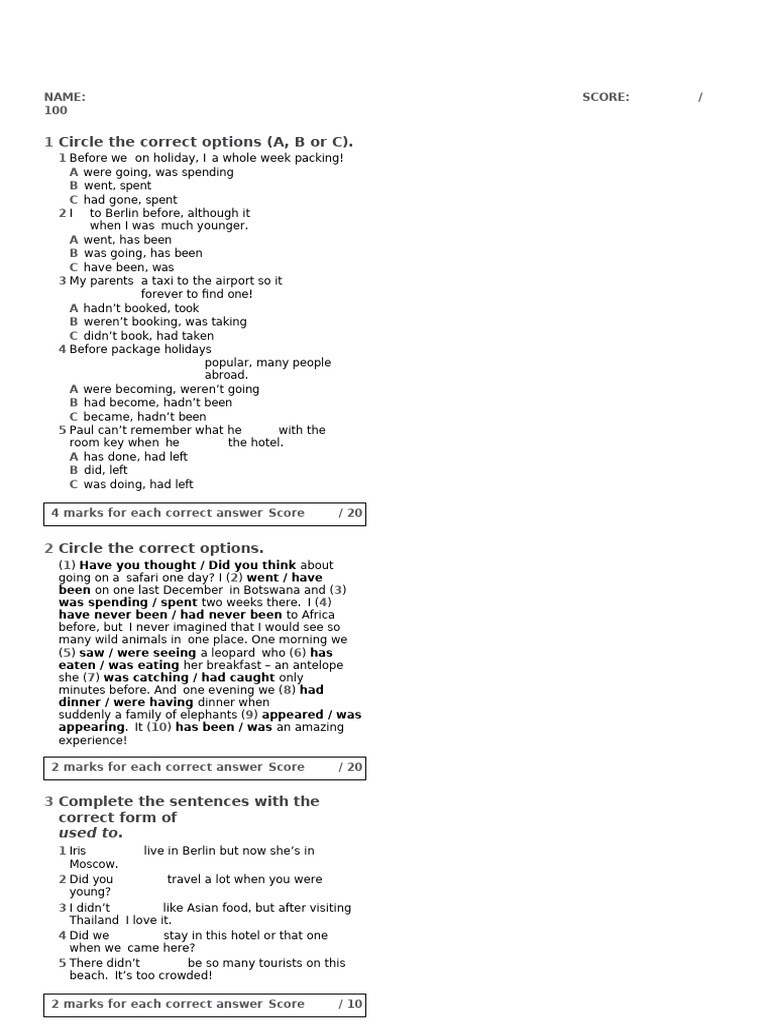 FP1 U01 Grammar Vocabulary Standard | PDF
