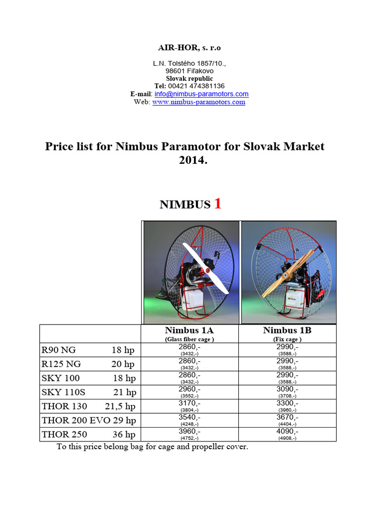 Nimbus Paramotors | PDF | Technology & Engineering