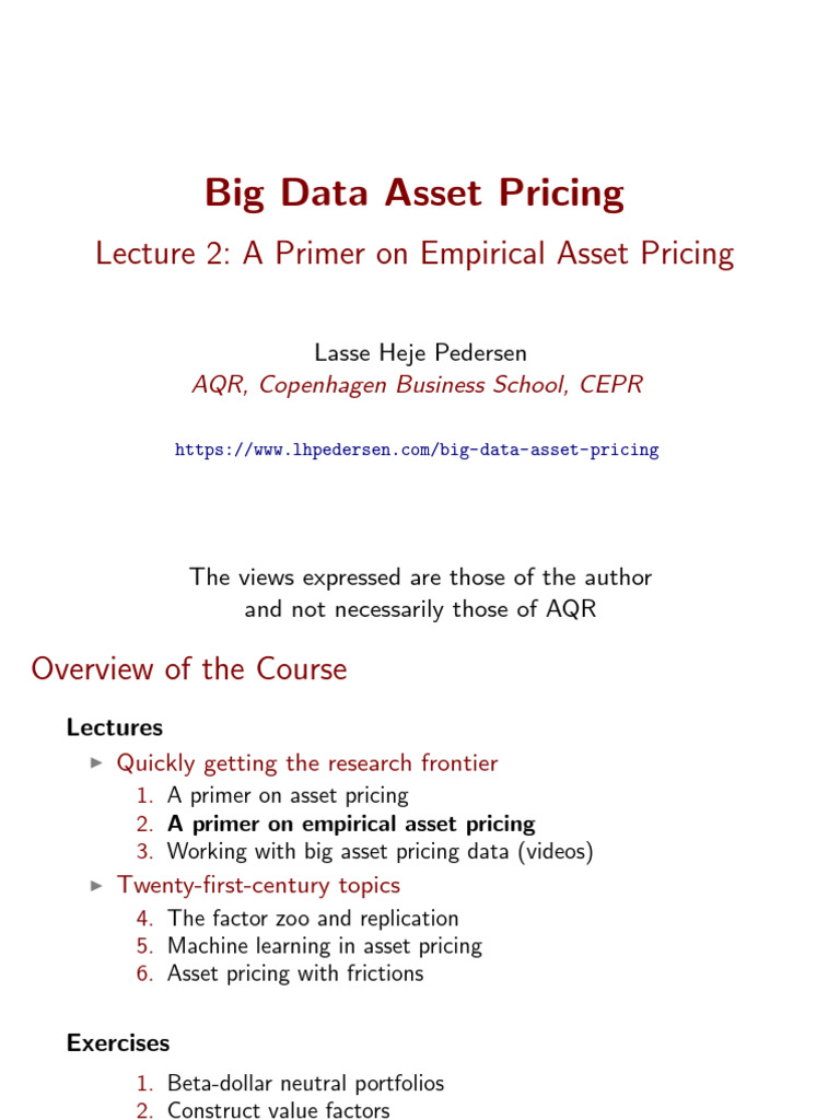 Lecture 02 | PDF | Capital Asset Pricing Model | Linear Regression