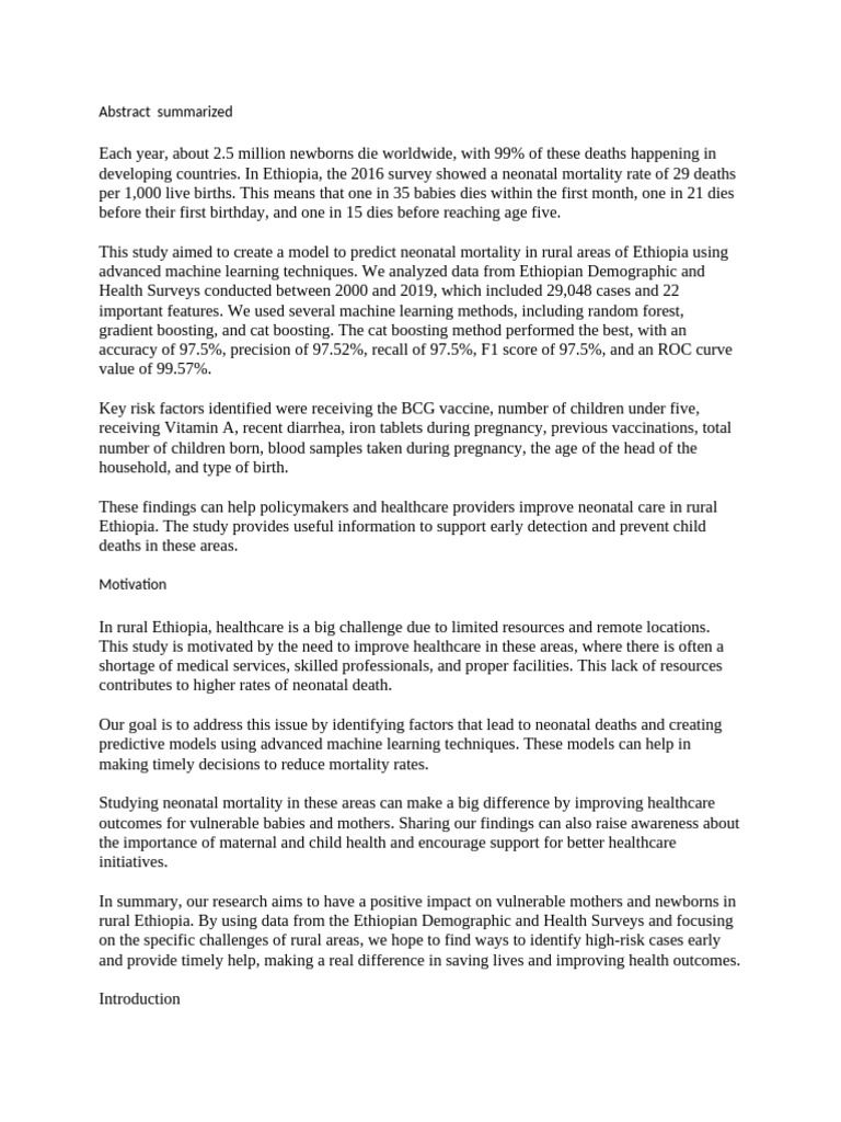 Abstract summarized | PDF | Infant Mortality | Infants