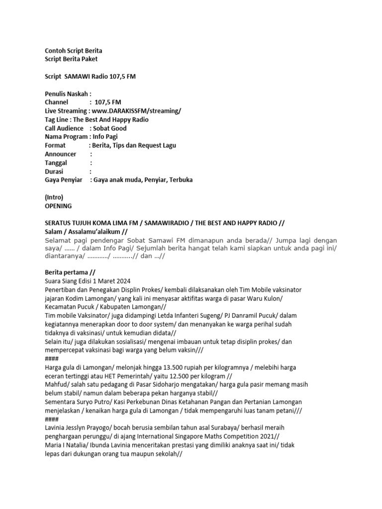 Contoh Script Berita | PDF | Kesehatan Holistik