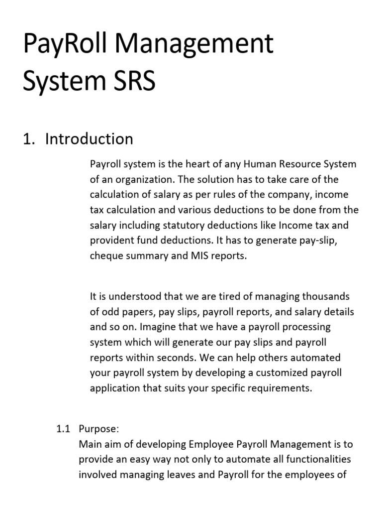 Payroll Management System Srs | PDF | Payroll | Databases