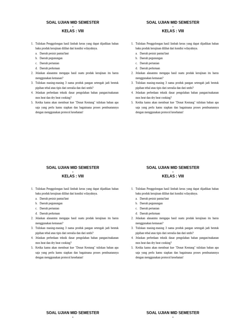 Soal Ujian Mid Semester Baru Indo Juu | PDF | Sains & Matematika | Teknologi & Rekayasa