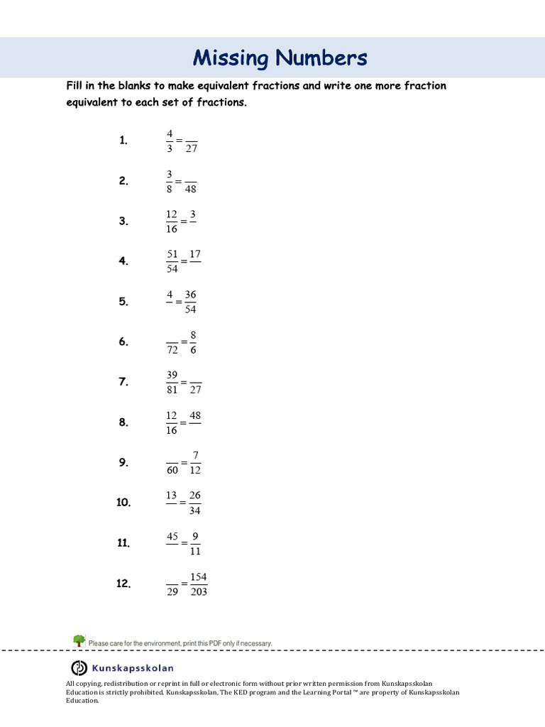 Missing Numbers | PDF