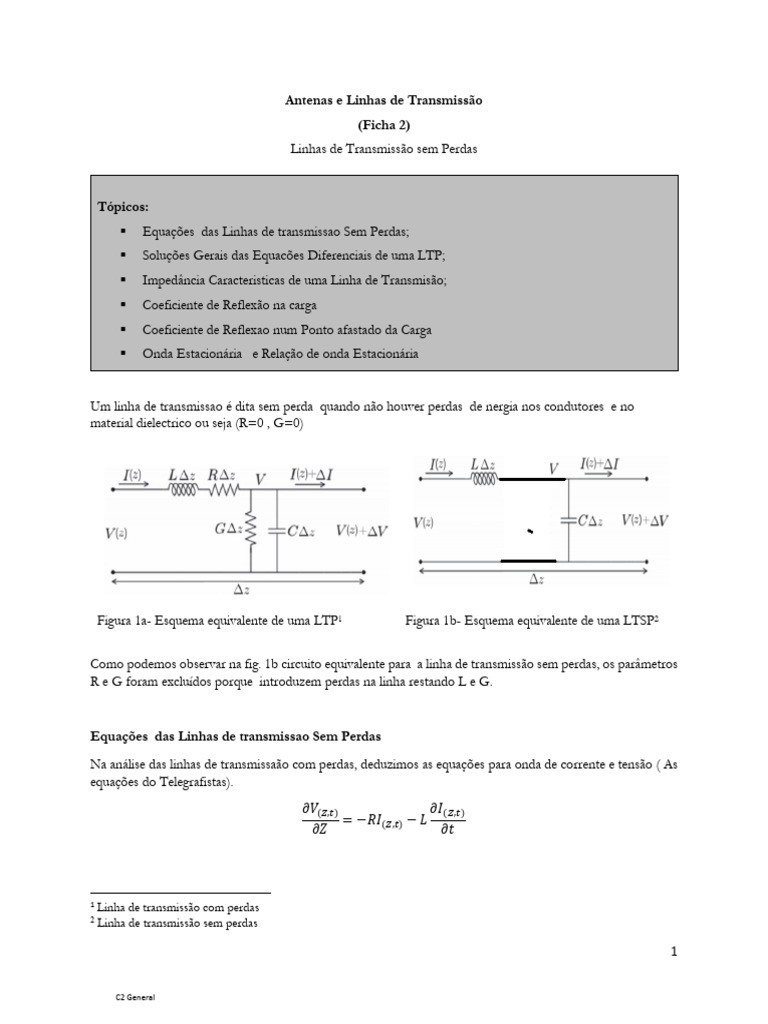 Ficha 2 - Linhas de Transmissao | PDF | Ondas | Impedância elétrica