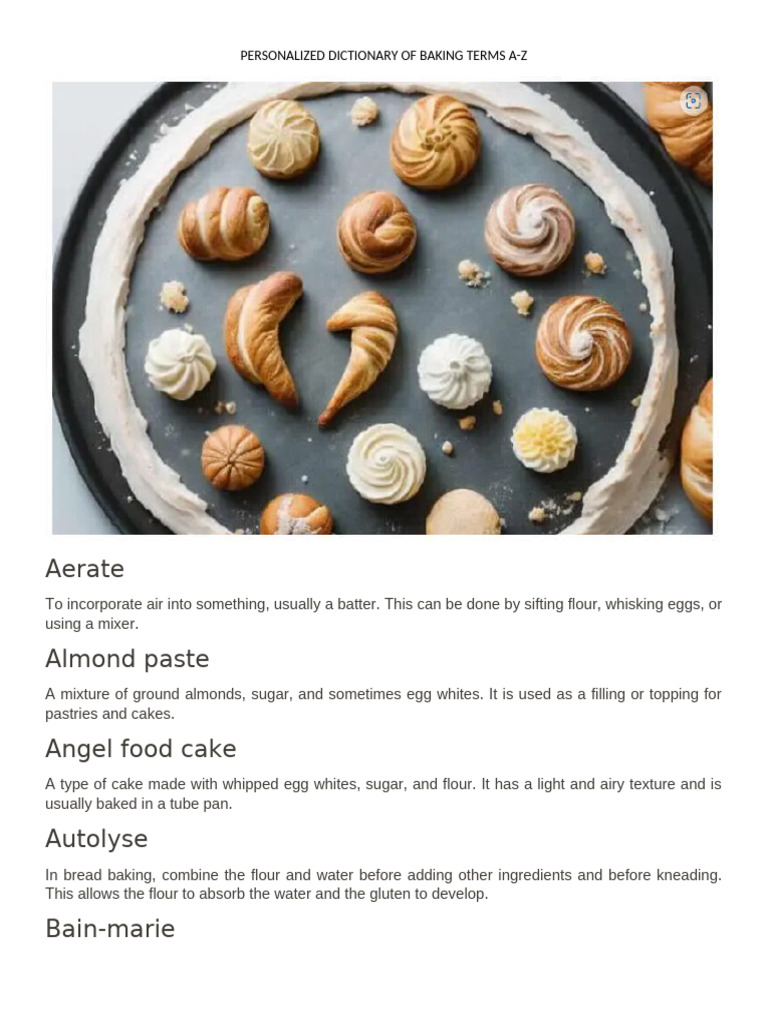 Personalized Dictionary of Baking Terms A | PDF | Breads | Cakes
