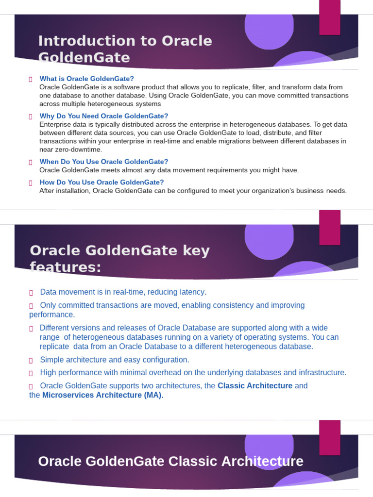 Oracle Goldengate Classic Architecture | PDF | Replication (Computing) | Databases