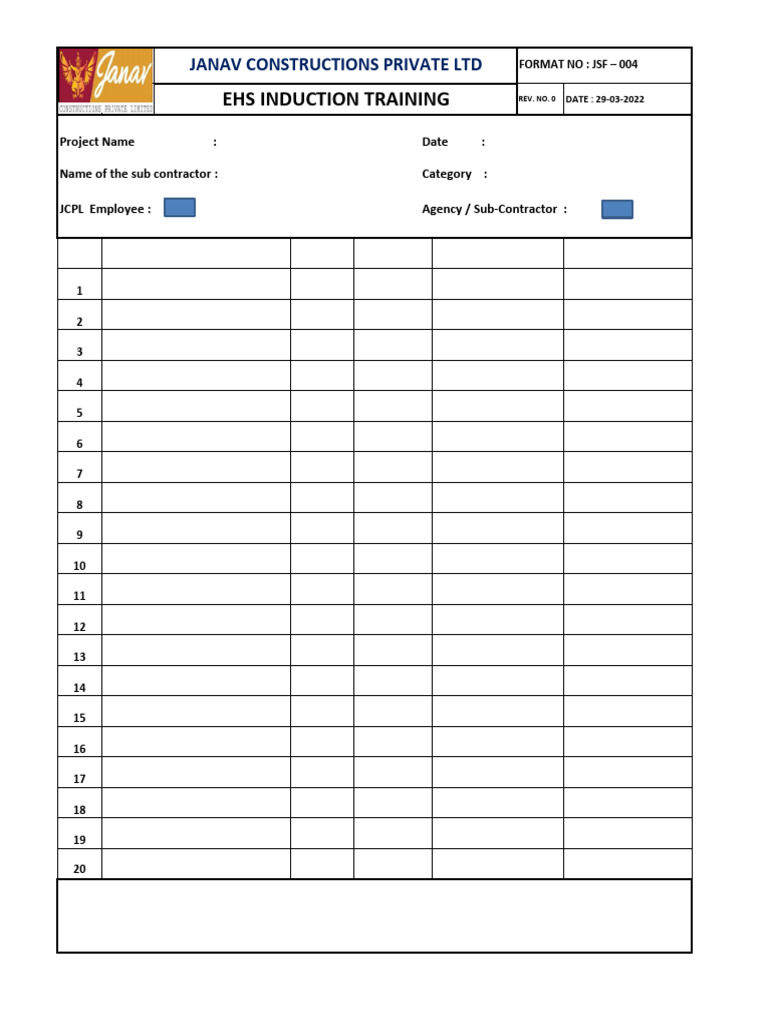 JSF - 004 EHS Induction Program 6 | PDF