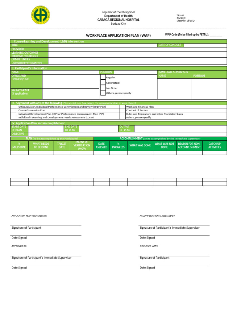 TRU Form 01 Work Application Plan | PDF | Business | Finance & Money ...