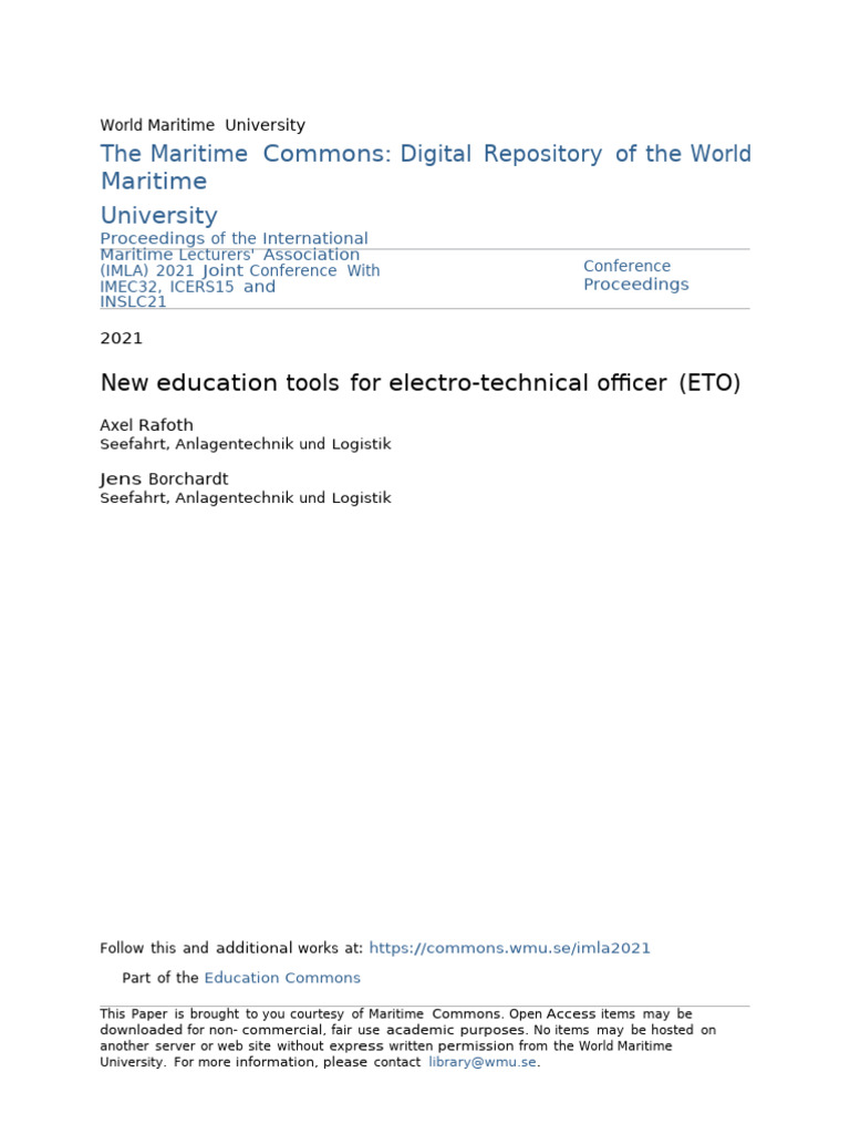 ETO Education Tools for Maritime Training | PDF | Electric Generator ...