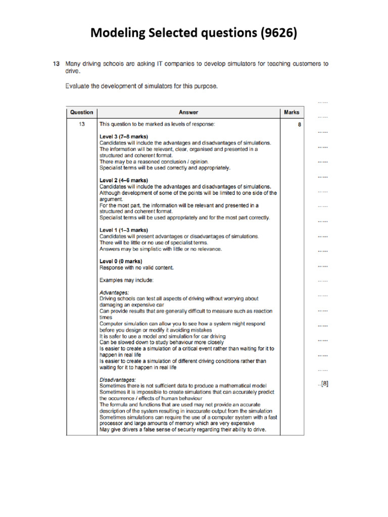 Modeling Selected questions | PDF