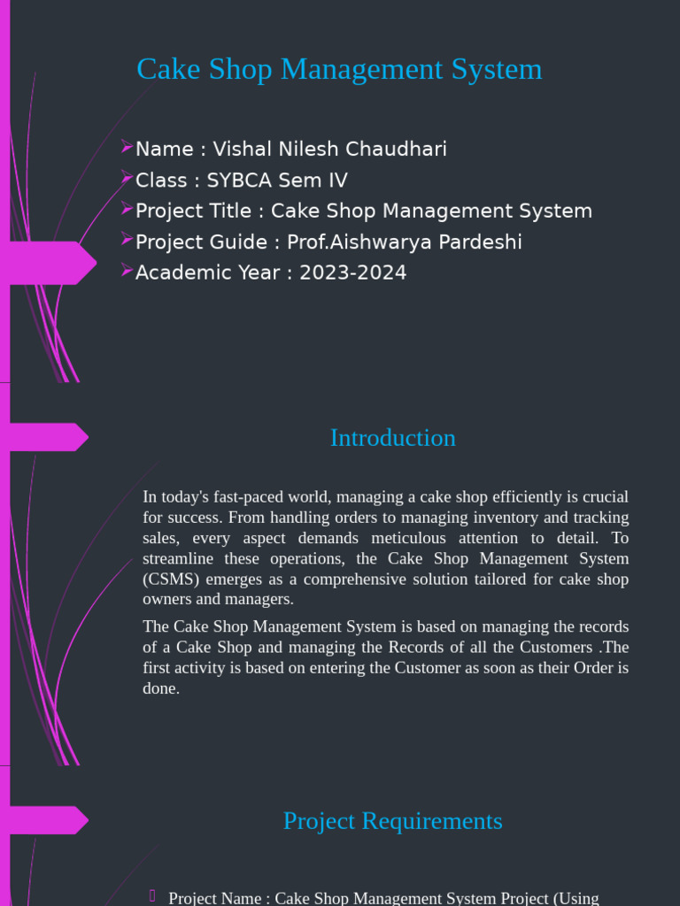 Cake Shop Management System | PDF