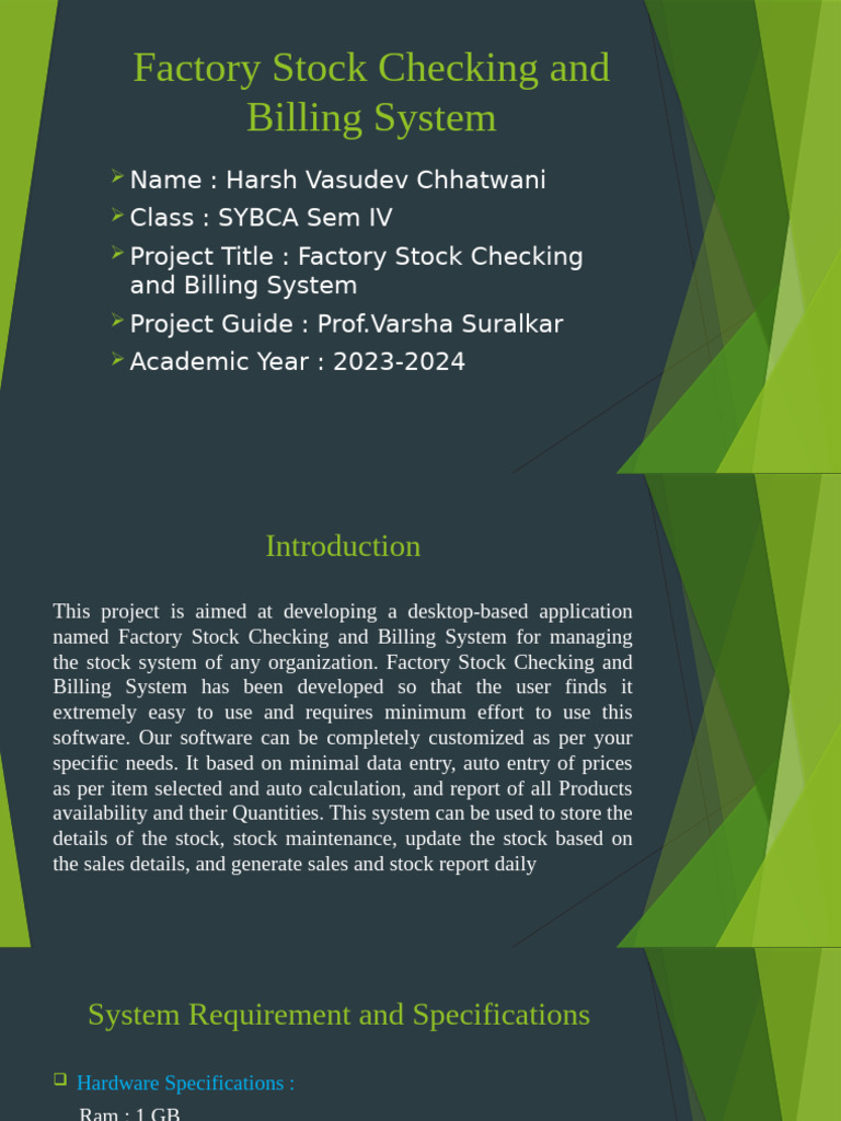 Factory Stock System for Students | PDF