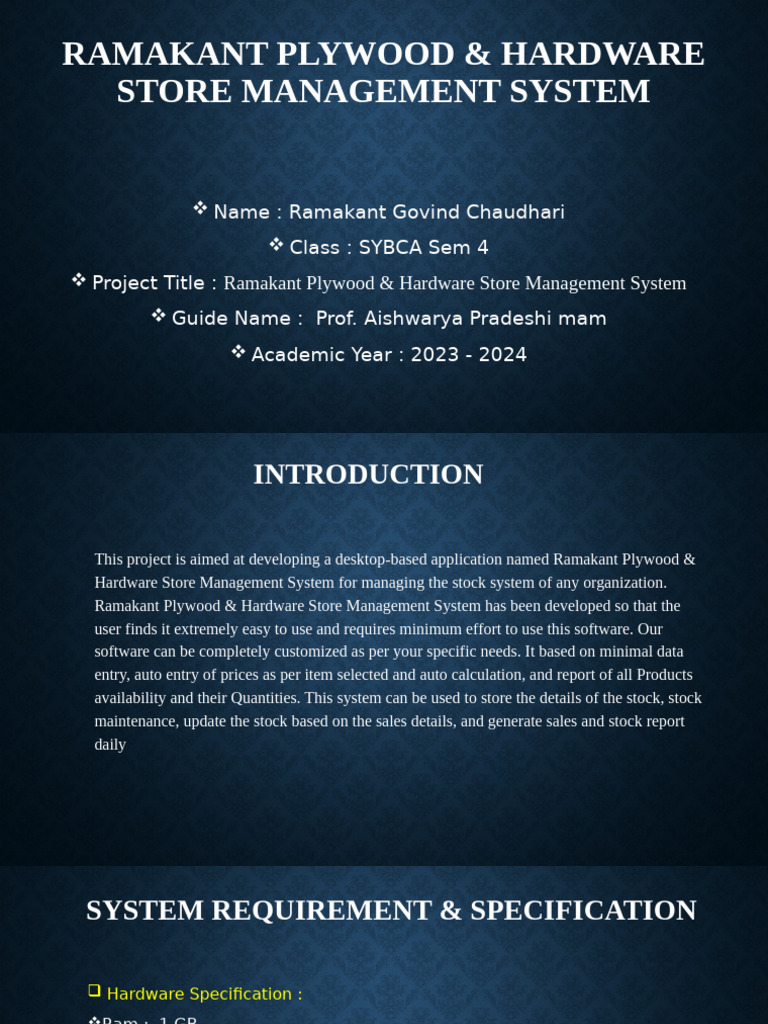 Ramakant Plywood & Hardware Store Management System | PDF | Business ...