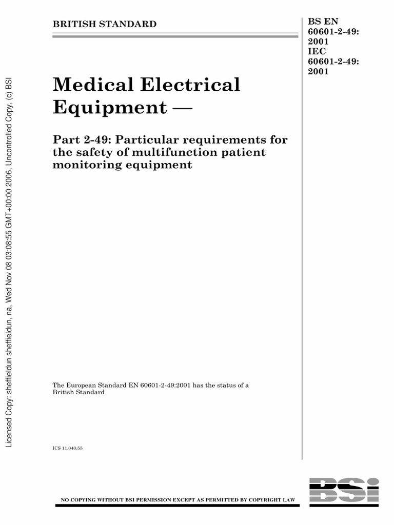BS en 60601-2-49-2001 Iec 60601-2-49-2001 | PDF