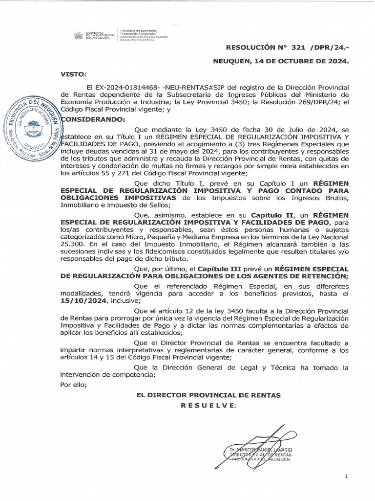 Reso N°321.24 Prorroga | PDF