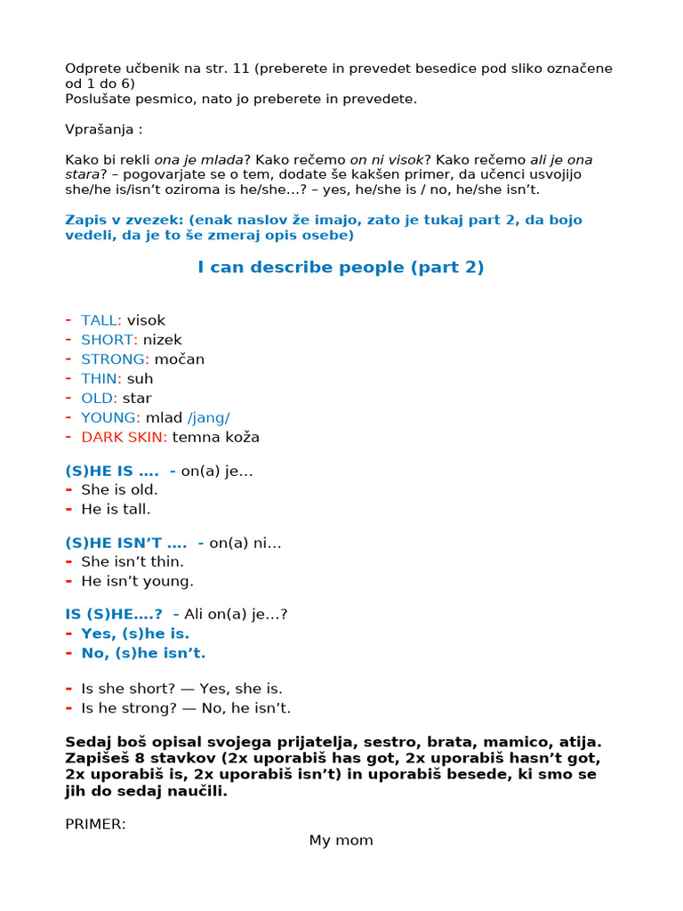 I Can Describe People, p2 | PDF