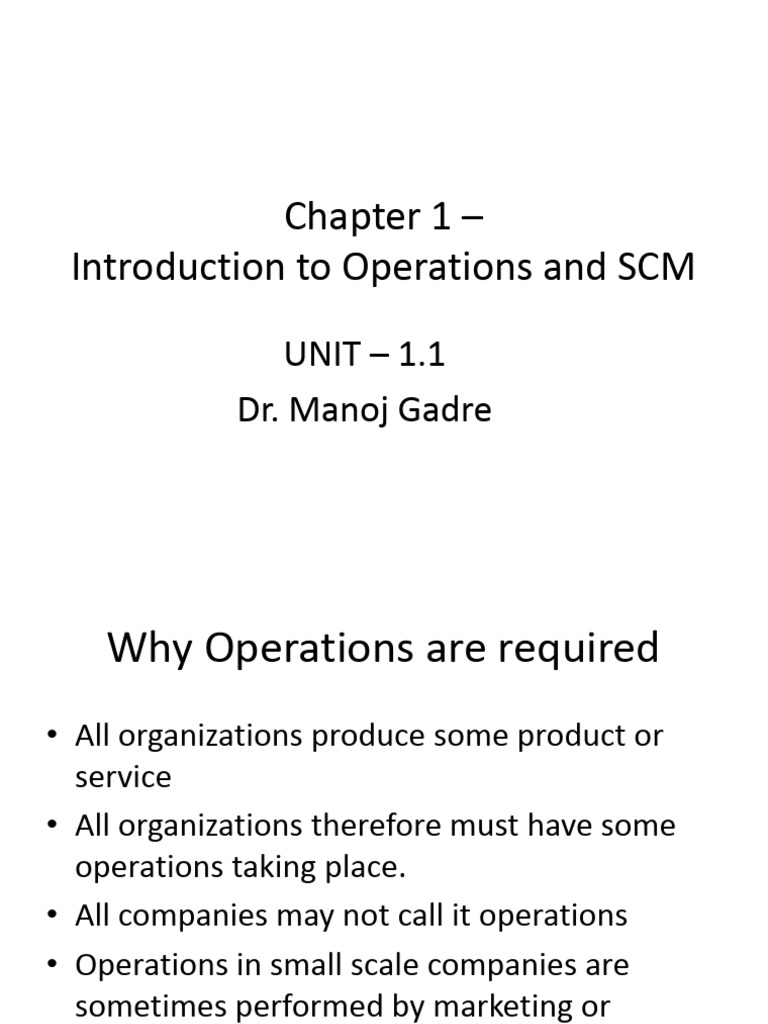 Chapter 1 Introduction to Operations and Supply Chain Management | PDF | Lean Manufacturing ...