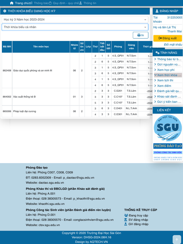 Cổng Thông Tin Đào Tạo (Đại Học Chính Quy) | PDF