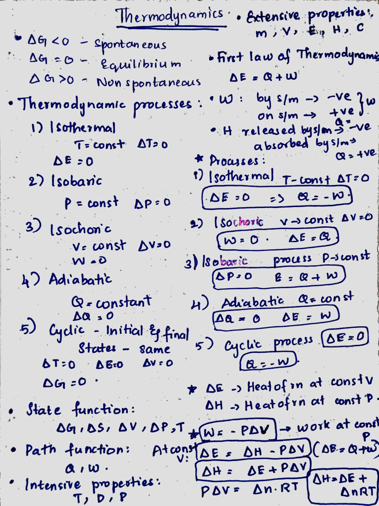 Class 11 Chemistry Thermodynamics Short Notes | PDF