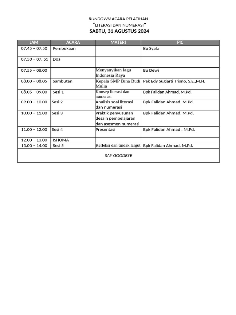 Rencana Susunan Acara Seminar Nasional - 2 | PDF