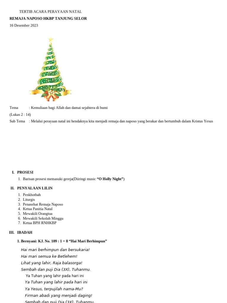 TERTIP ACARA PERAYAAN NATAL Rena HKBP | PDF