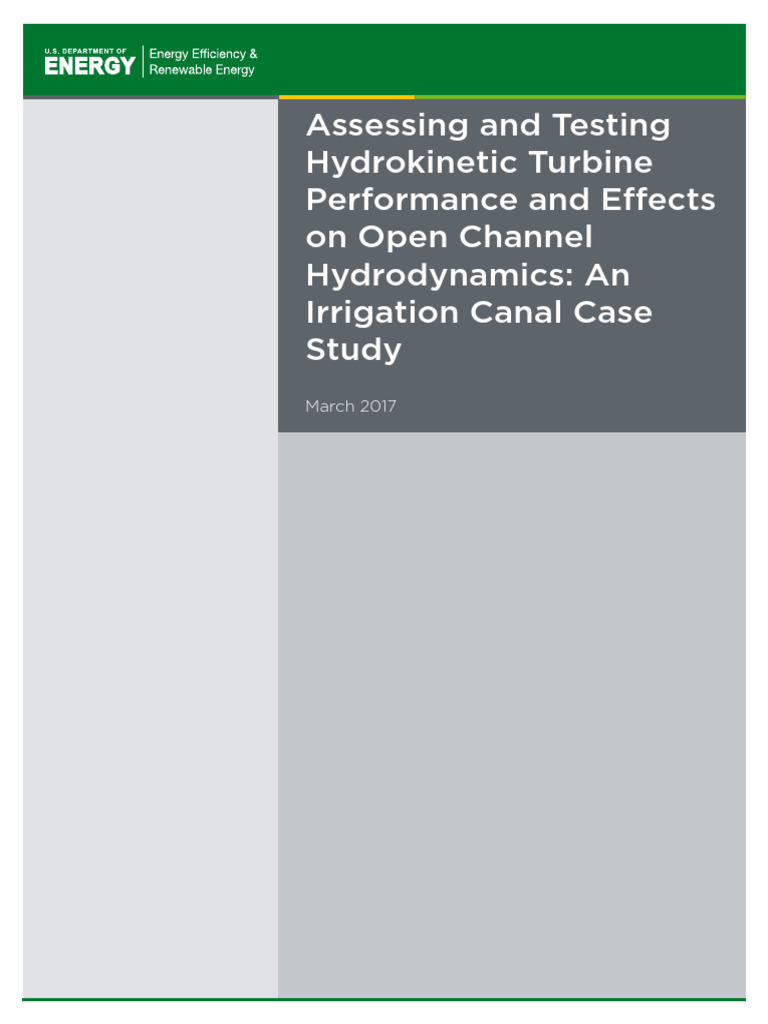 Assessing and Testing Hydrokinetic Turbine Performance and Effects On ...