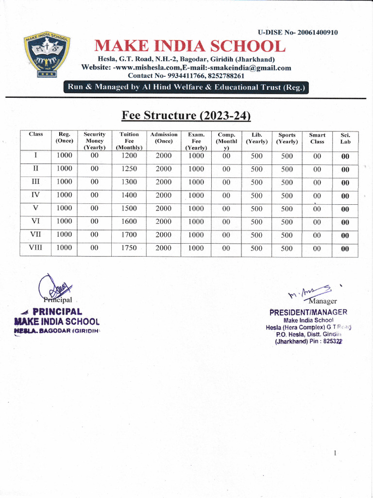 Fee Structure 2023 24 1 | PDF
