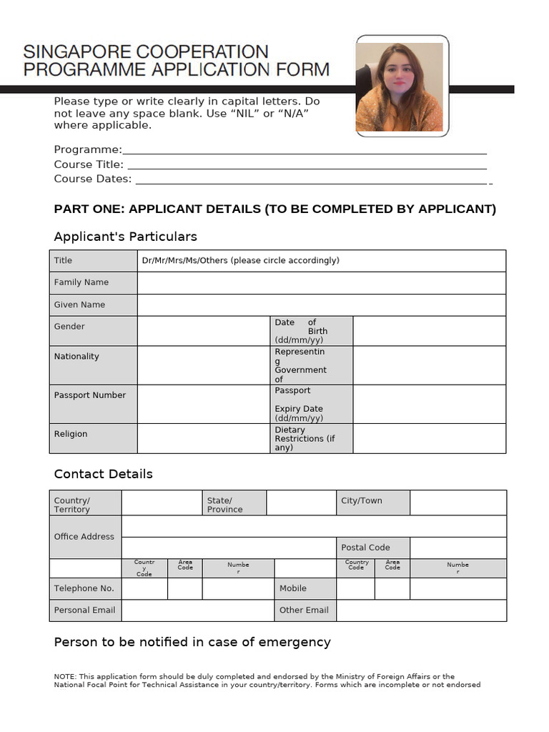 Singapore 2016 AppForm | PDF