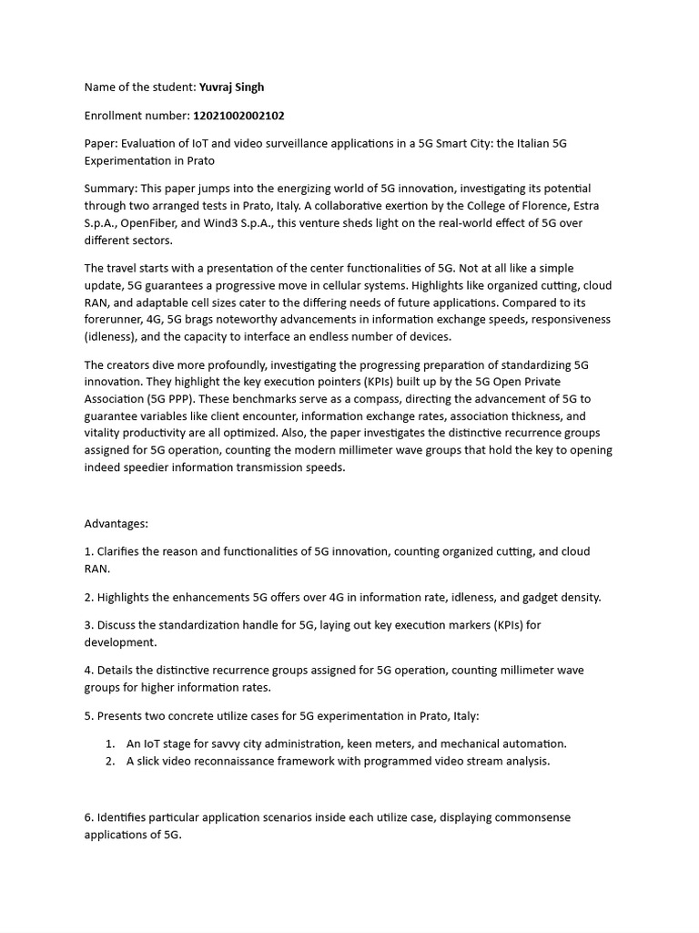 IoT Research Paper Summary | PDF | Internet Of Things | Computer Network