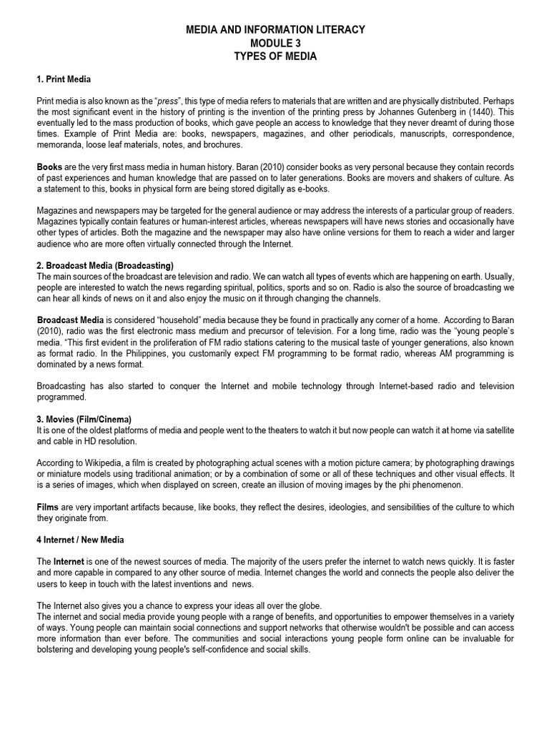 MIL Module 3 | PDF | Technological Convergence | Mass Media