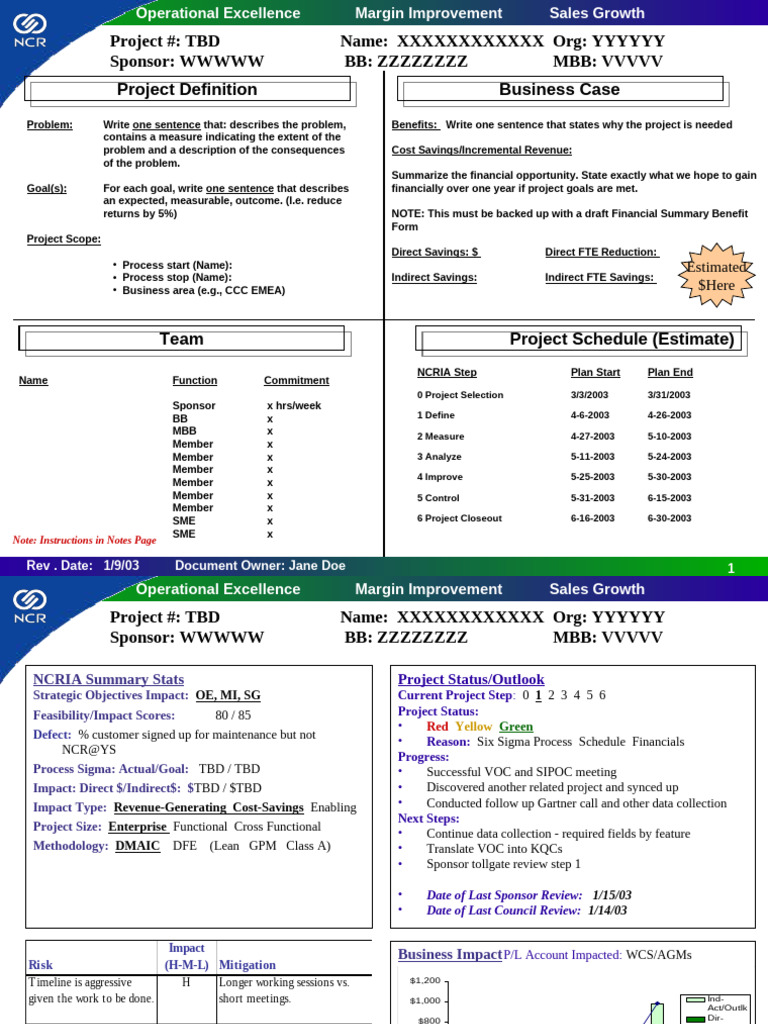 2005 Six Sigma DMAIC 4box v1.0 | PDF | Six Sigma | Business