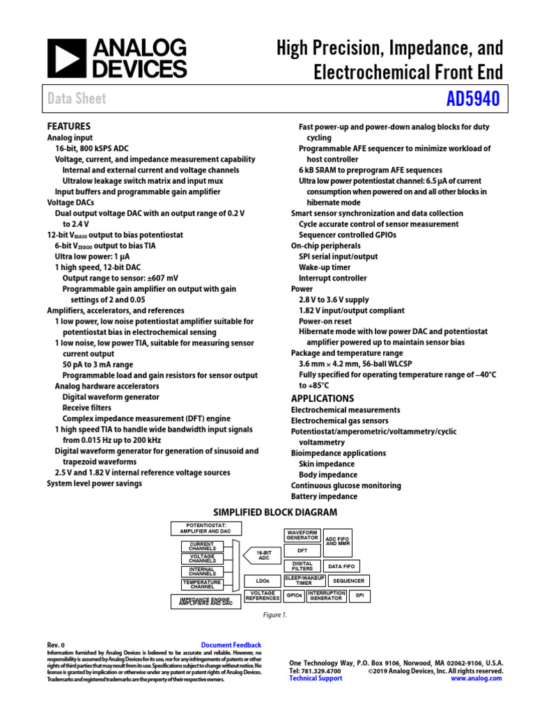 AD5940 | PDF | Analog To Digital Converter | Amplifier