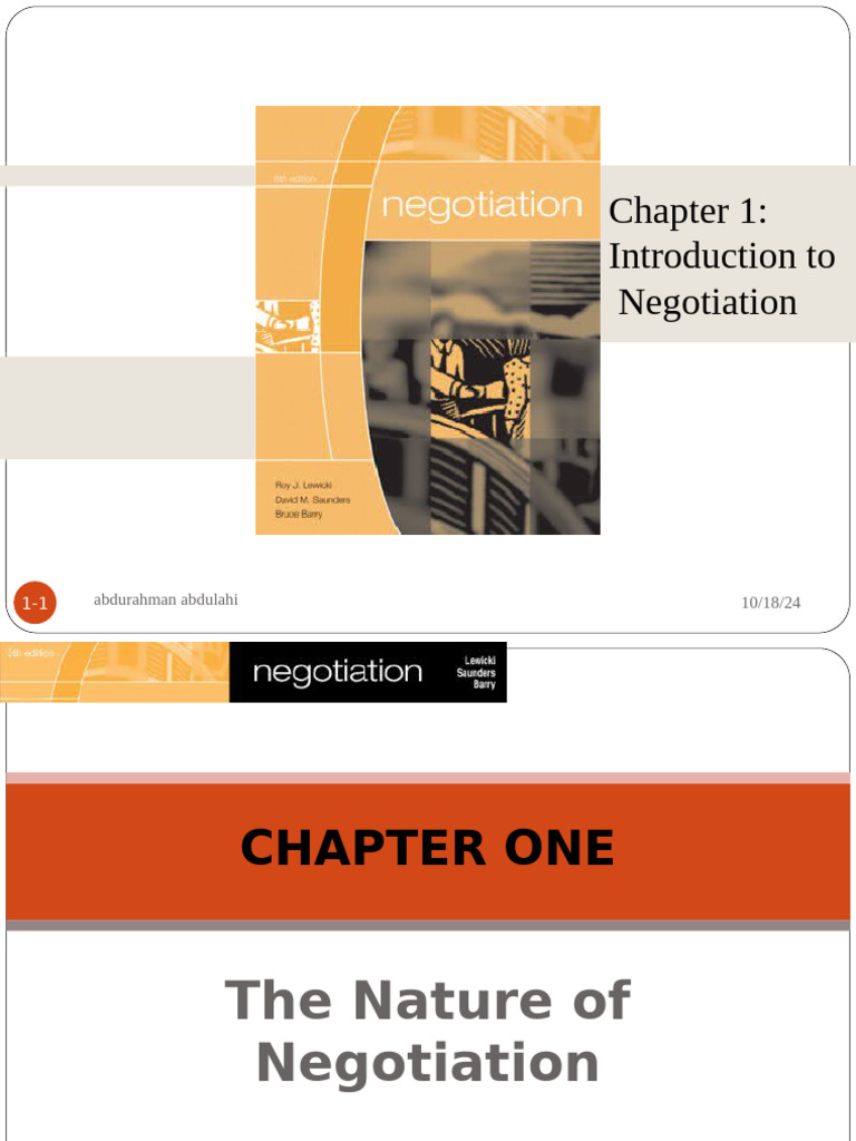 Chap001 Introduction to Negotiation(2) | PDF | Negotiation | Social Psychology