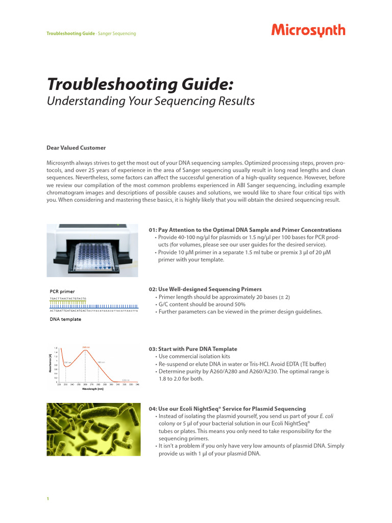 TroubleshootingGuide Sanger | PDF | Polymerase Chain Reaction | Dna Sequencing