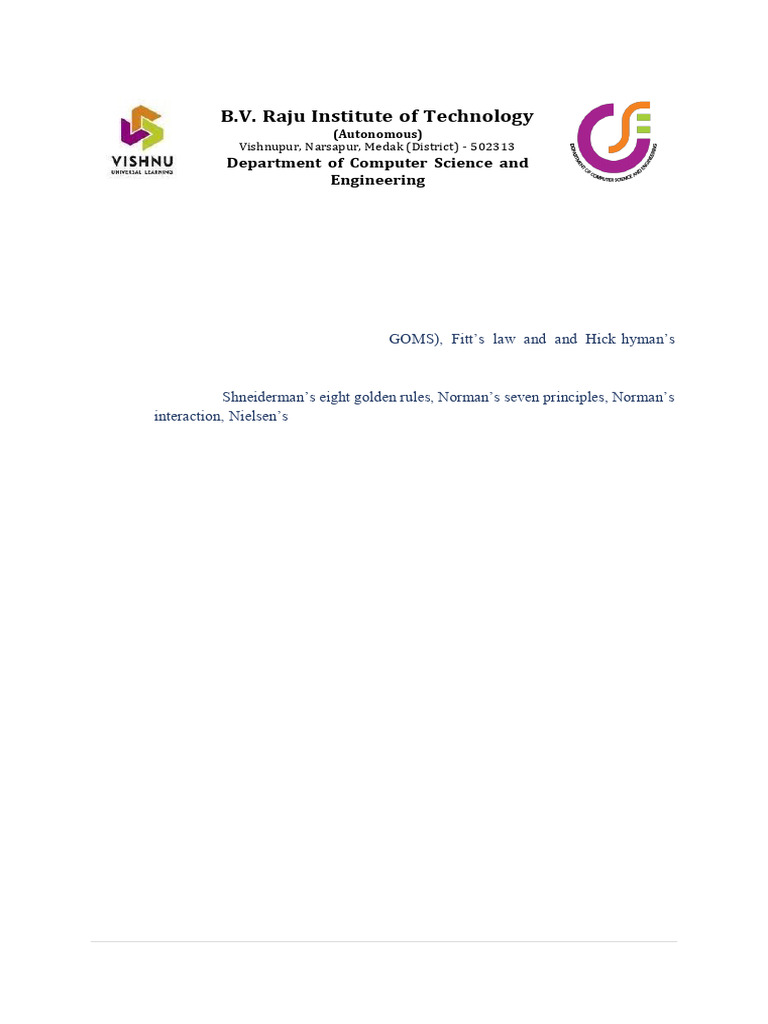 HCI Notes - Unit 1 | PDF | Usability | Software Testing