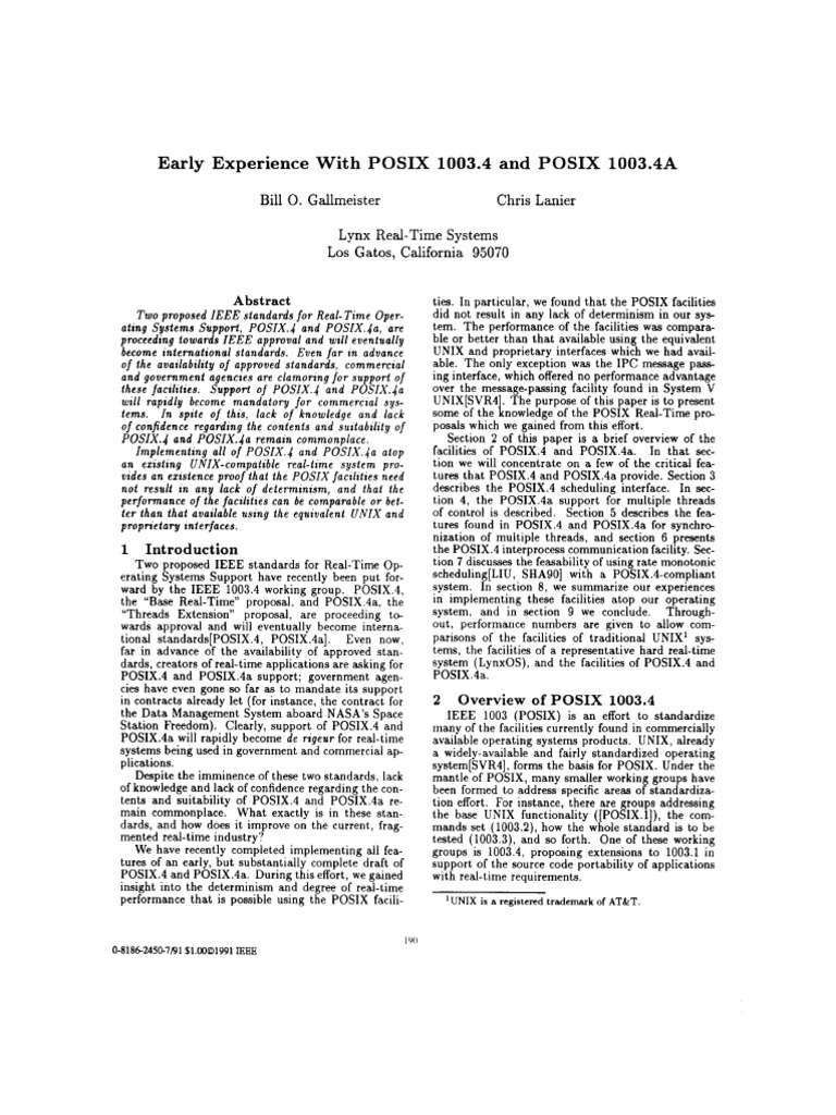 Early Experience With Posix and Posix A | PDF